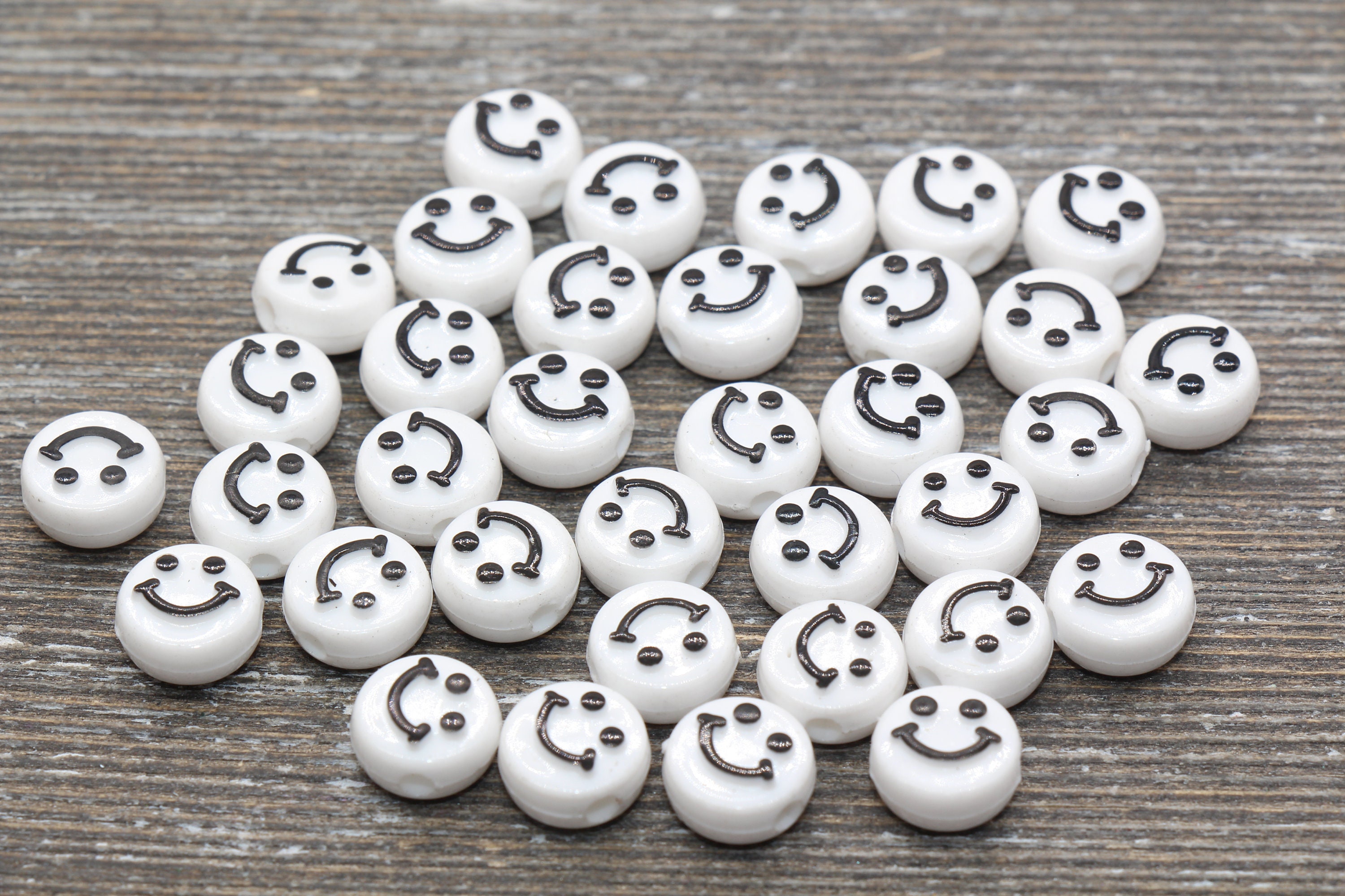 Smiley Face Round Beads Emoji Beads Happy Face Beads - Etsy