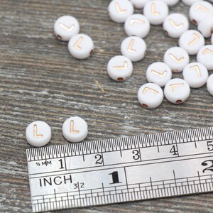 Letter L Alphabet Beads, Rose Gold Letter L Beads, Individual Letter L ...