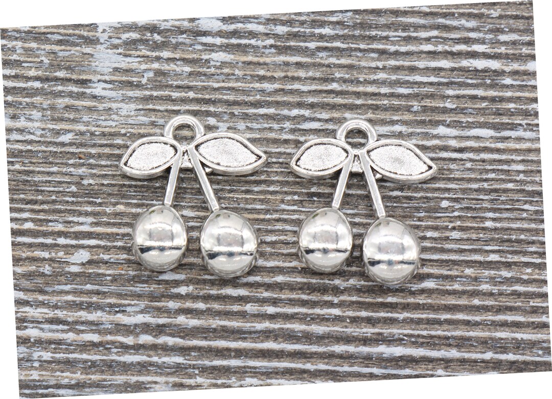 6 Cherry Charms Silver Fruit Charms Cherries Charms Pendants - Etsy