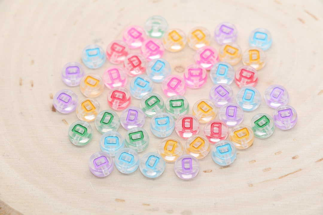 Letter D Alphabet Beads, Transparent Beads With Mix Color Letters ...
