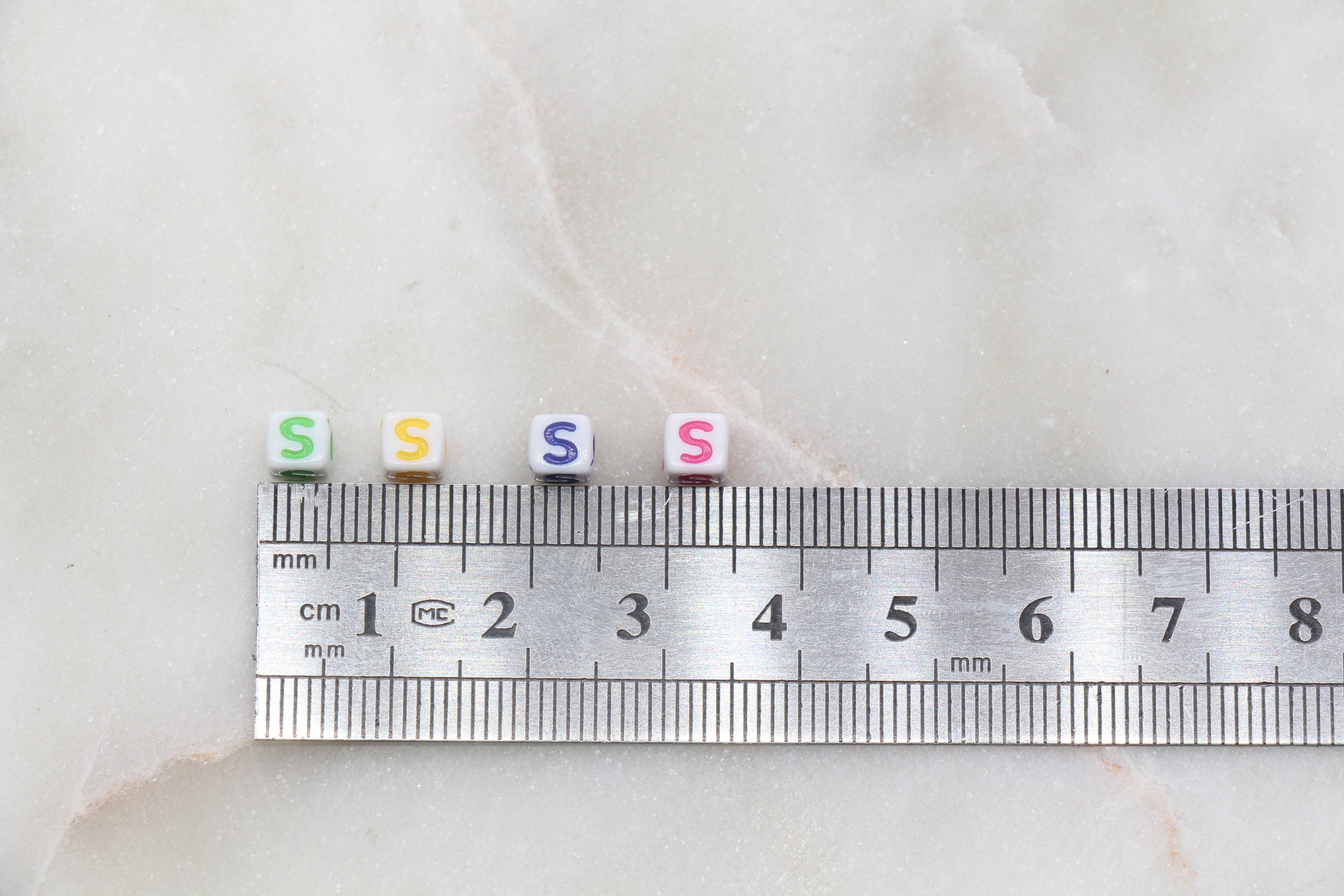 Letter S Cube Beads, Individual Letter Beads, Multicolored Cube ...