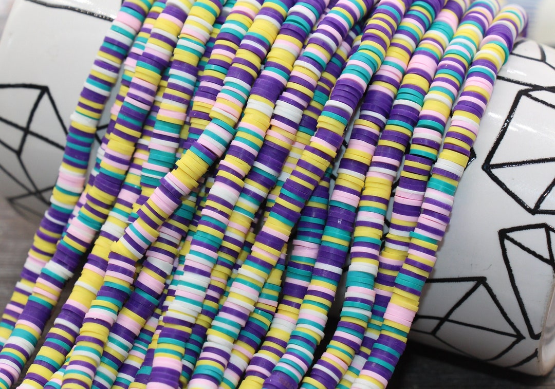 6mm Multicolored Heishi Beads, Polymer Clay Disc Beads, African Disc ...