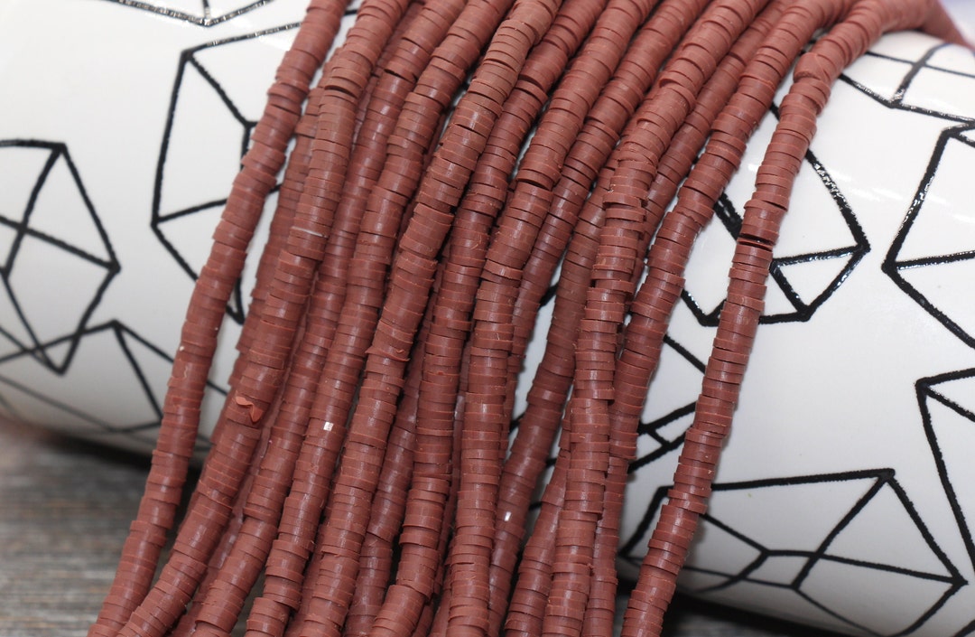 4mm Burnt Cinnamon Heishi Beads, Polymer Clay Disc Beads, African Disc ...