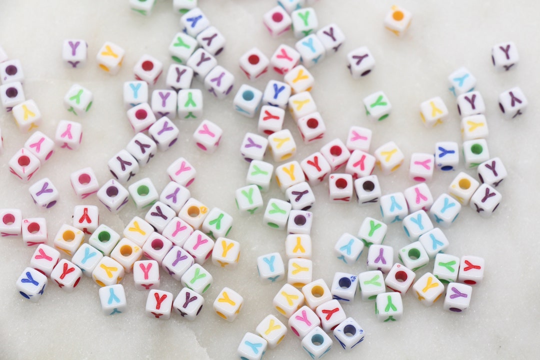 Letter Y Cube Beads, Individual Letter Beads, Multicolored Cube ...