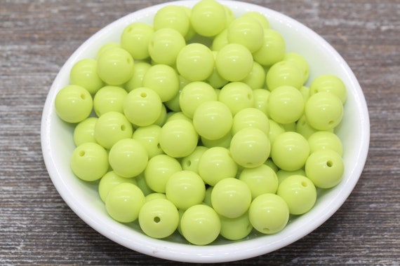 12mm Light Lime Green Gumball Beads Round Acrylic Loose - Etsy