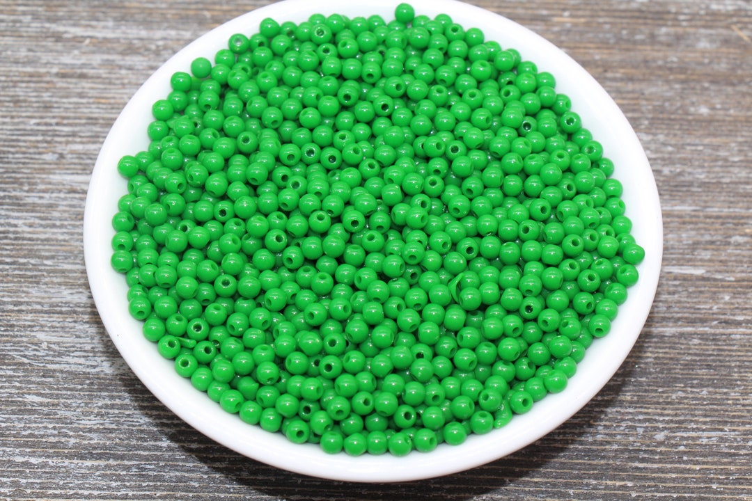 4mm Green Round Beads, Acrylic Gumball Beads, Round Spacer Beads ...
