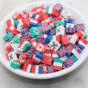 National Flag Clay Beads, Countries Flag Polymer Clay Beads, Rectangle ...