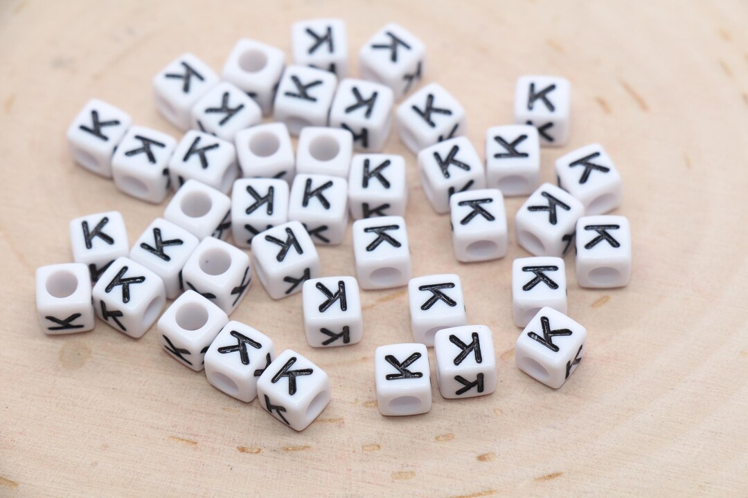 Cube Letter K Beads, Square Letter K Beads, Individual Letter Beads ...