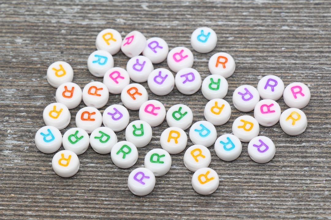Letter R Alphabet Beads, Multicolored White Alphabet Letter Beads ...