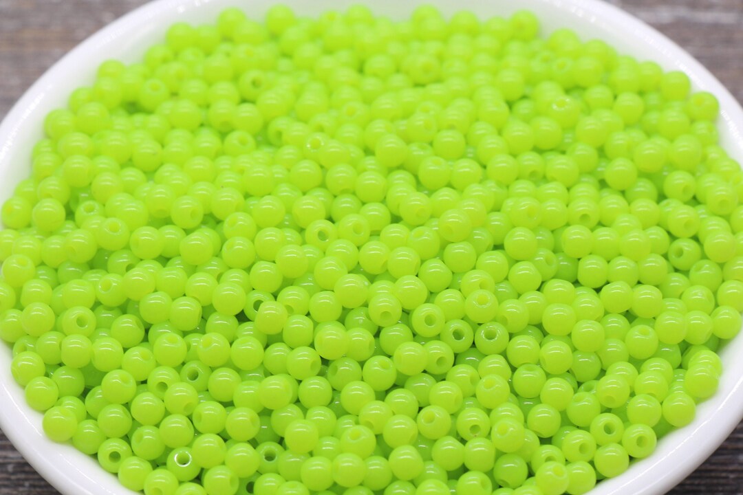4mm Apple Green Round Beads, Acrylic Gumball Beads, Round Spacer Beads ...