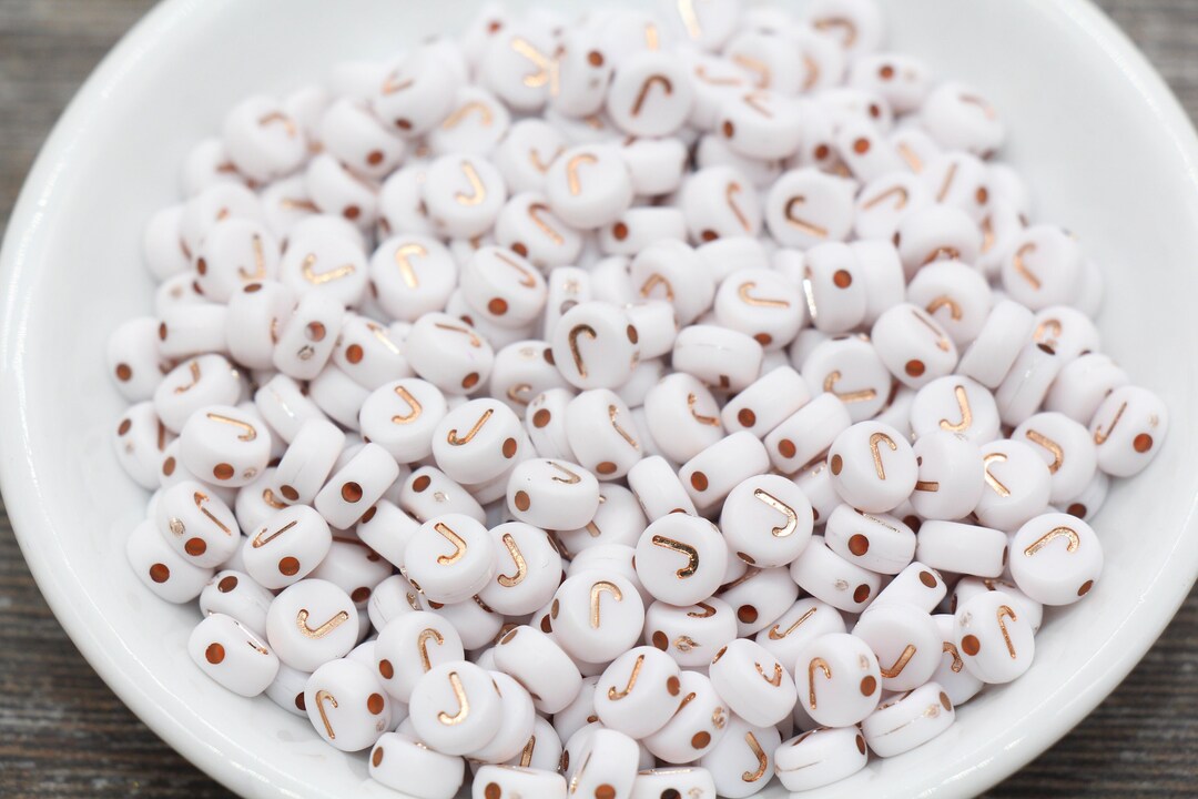 Letter J Alphabet Beads, Rose Gold Letter J Beads, Individual Letter J ...