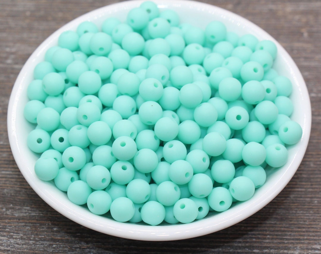 8mm Matte Mint Green Round Beads, Acrylic Gumball Bead, Frosted Mint ...