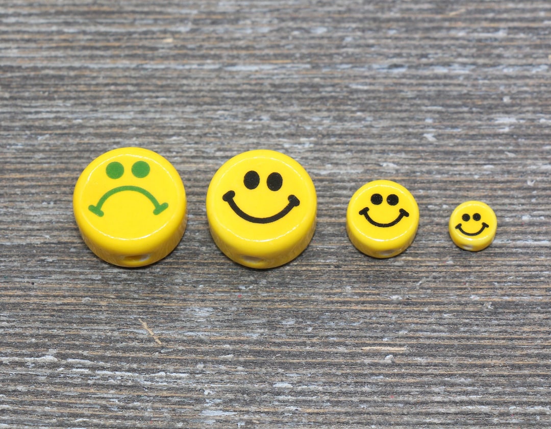 Ceramic Smiley Face Beads, Sad Face Beads, Happy Face Beads, Vertical ...