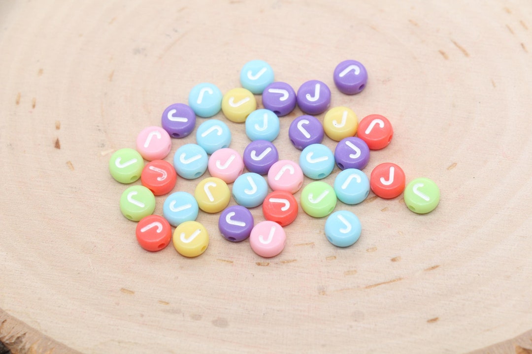 Letter J Beads, Pastel Mix Alphabet Letter Beads, Individual Letter ...