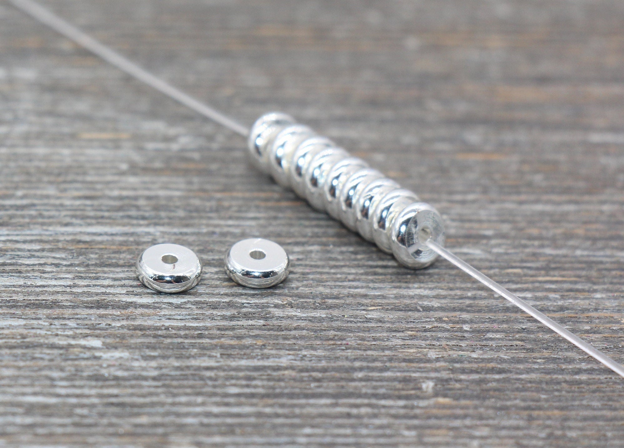 Silver Spacer Beads Silver Disc Beads Flat Rondelle Silver - Etsy