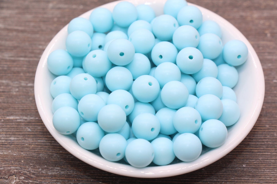 12mm Matte Pool Blue Round Beads, Frosted Blue Acrylic Round Gumball ...