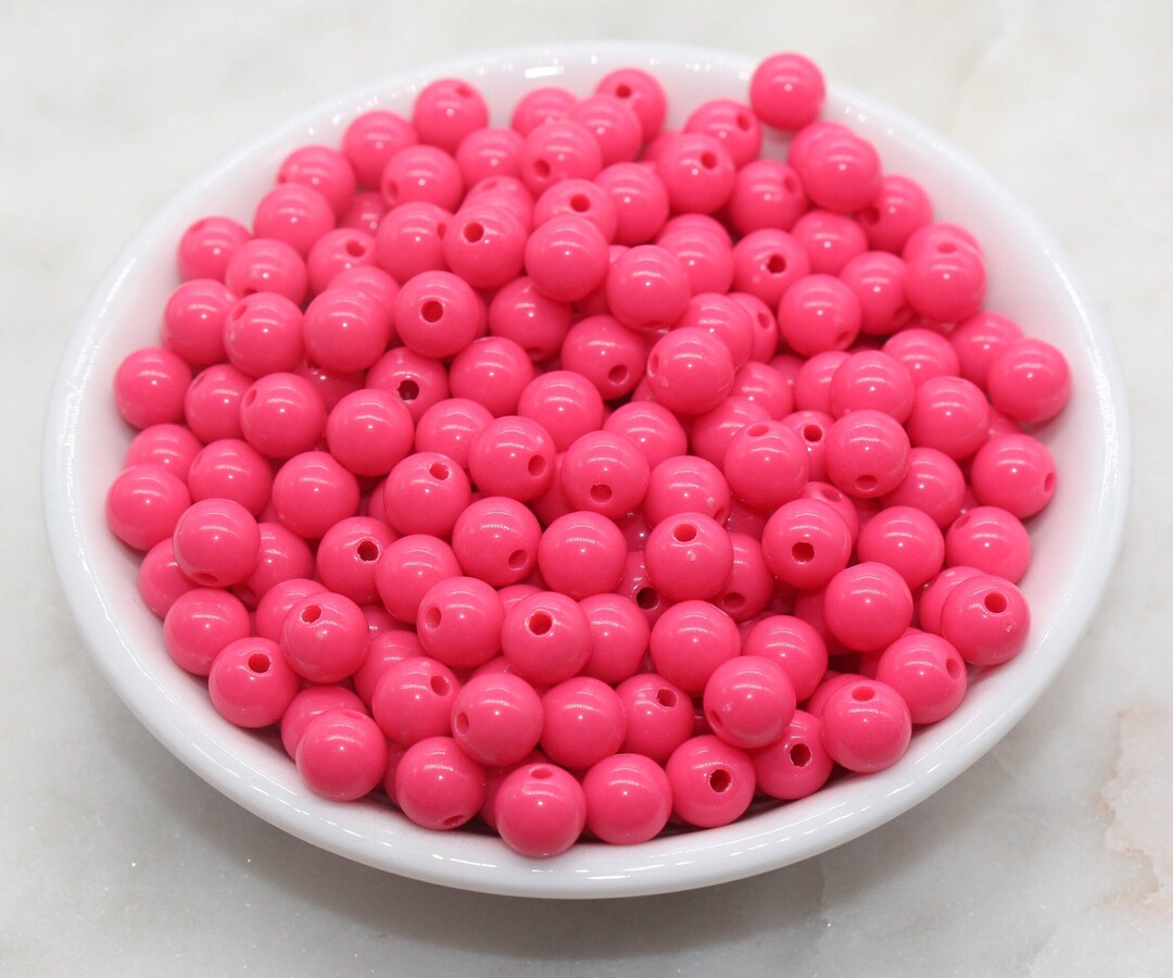 8mm Rose Pink Gumball Beads, Round Acrylic Loose Beads, Bubblegum Beads ...