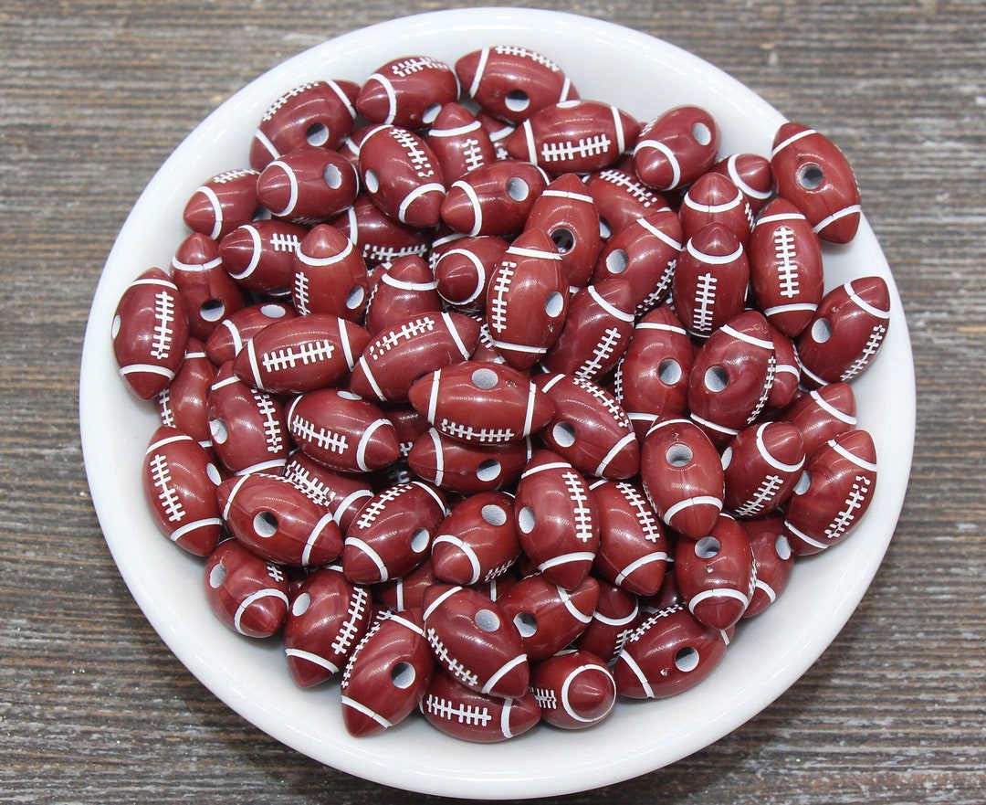 Football Beads, Football Bubblegum Beads, Acrylic Plastic Football ...