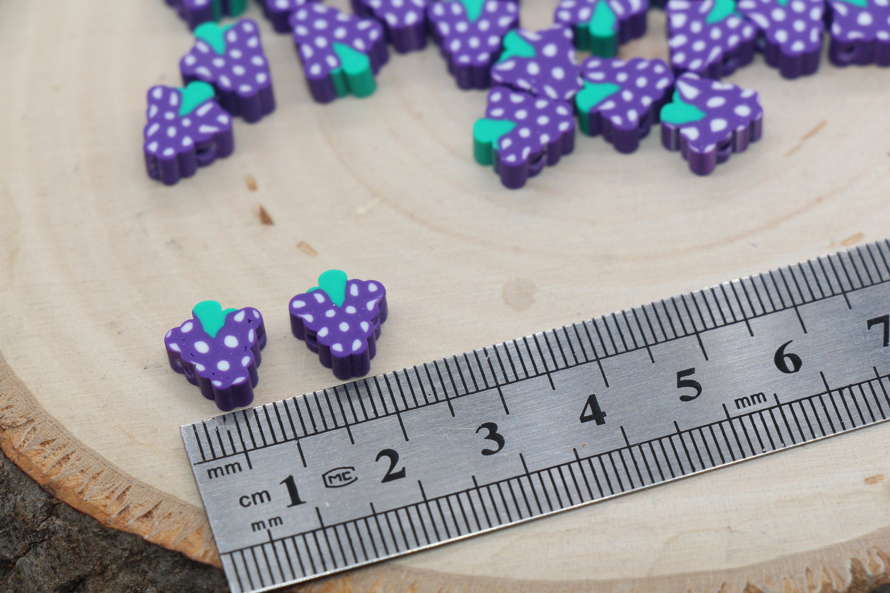 Grape Polymer Clay Beads, Fruit Cane Beads, Purple Grapes Clay Beads ...