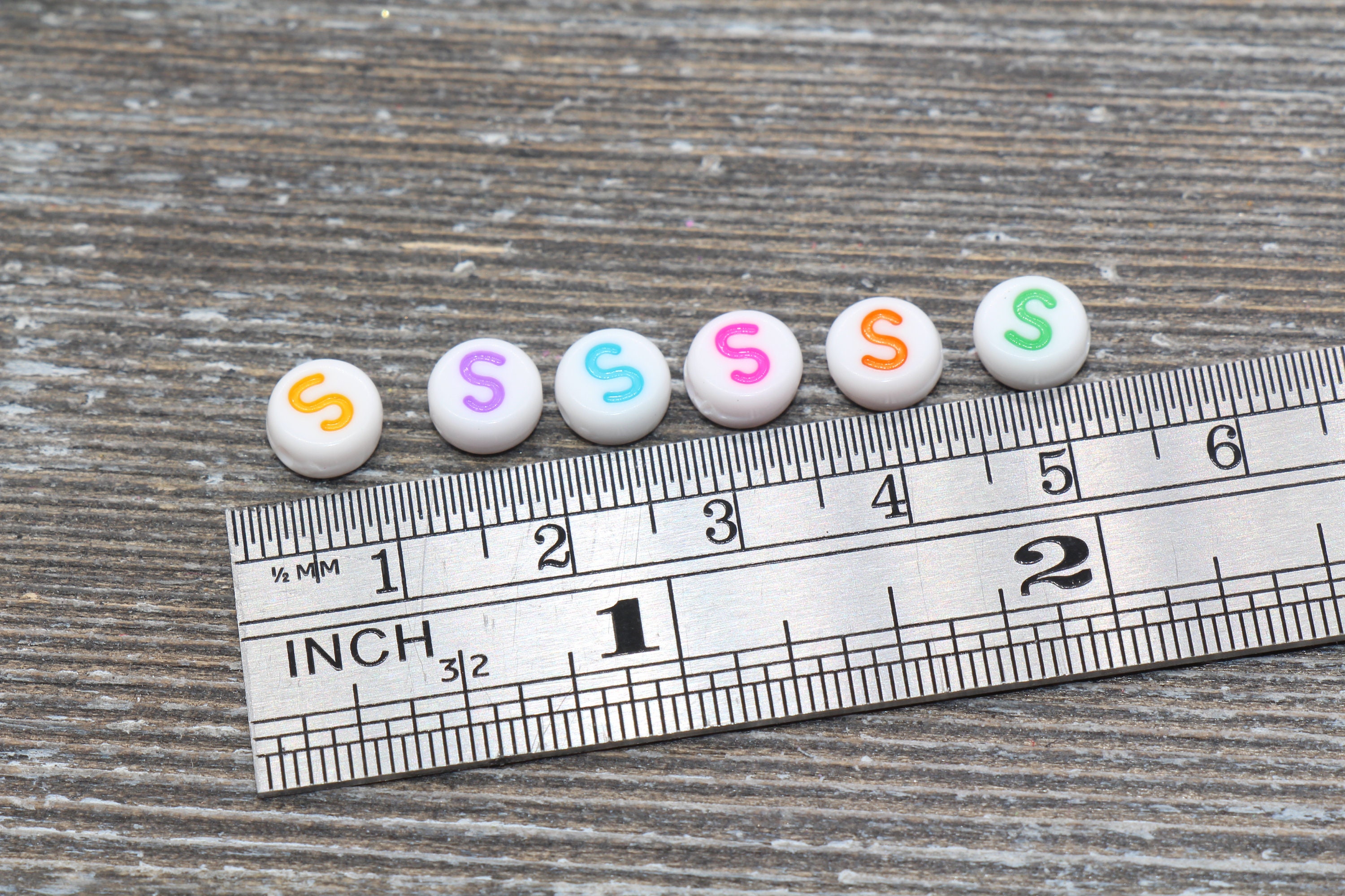 Letter S Alphabet Beads Multicolored White Alphabet Letter - Etsy
