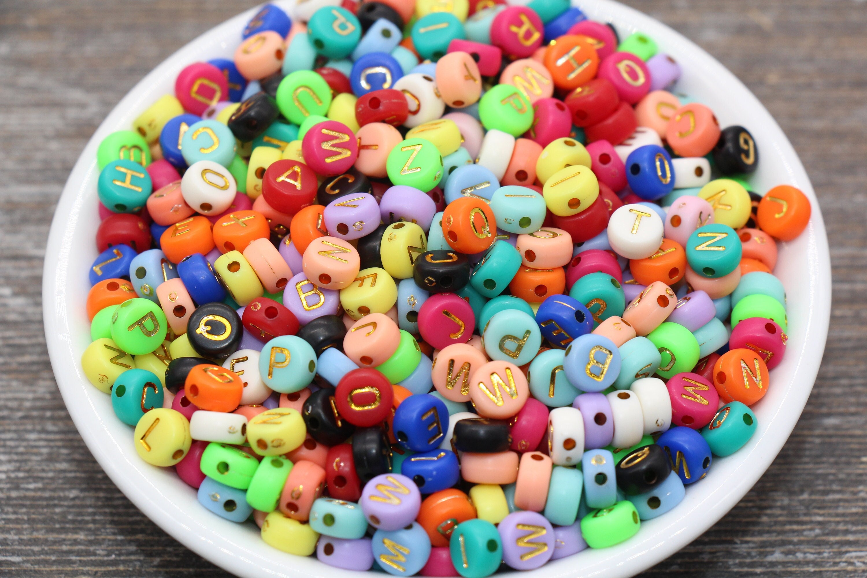 NEW COLOR Multicolor Round Alphabet Letter Beads - Etsy