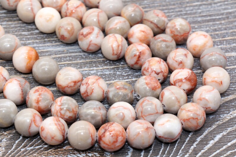 Natural Red Spot Stone Beads Natural Gemstone Smooth Round | Etsy