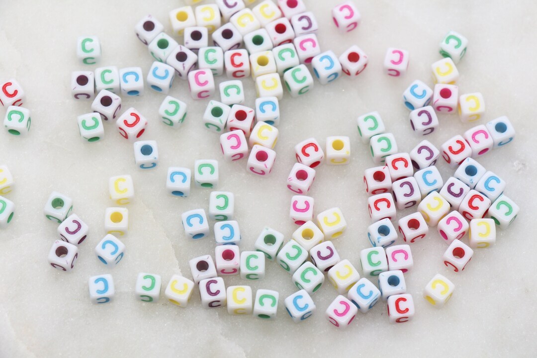 Letter C Cube Beads, Individual Letter Beads, Multicolored Cube ...