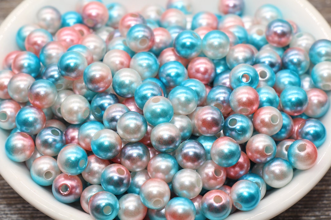 8mm Rainbow Mermaid Ombre Pearls Beads, Faux Pearls Beads, Chunky Beads ...