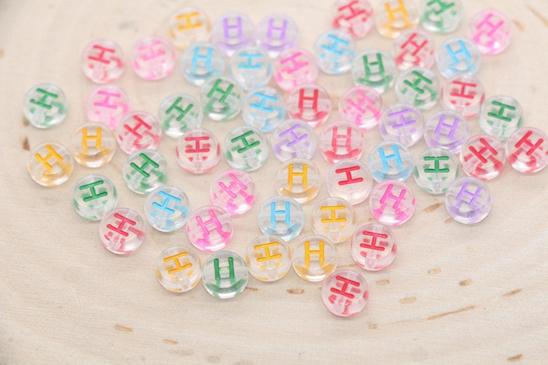 Letter H Alphabet Beads, Transparent Beads With Mix Color Letters ...