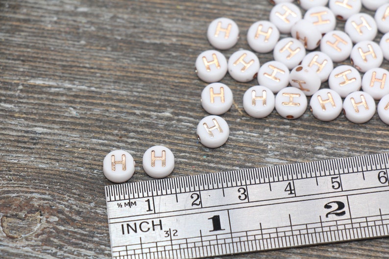Letter H Alphabet Beads Rose Gold Letter H Beads Individual | Etsy