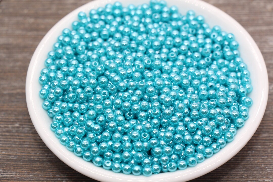 4mm Blue Faux Pearl Beads, Blue Faux Pearl Gumball Beads, Imitation ...