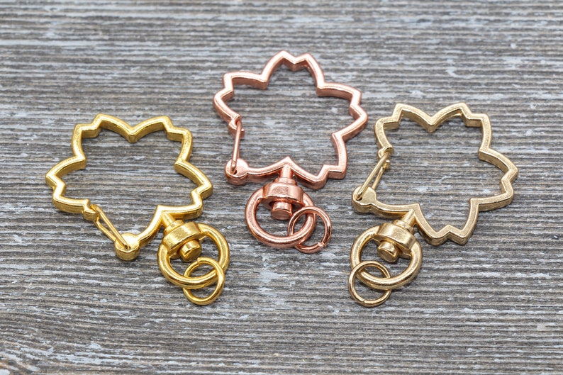 5 Flower Clasp Key Chain Flower Shape Swivel Clasp Key Rings | Etsy