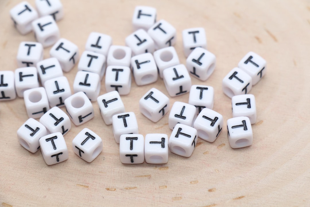 Cube Letter T Beads, Square Letter T Beads, Individual Letter Beads ...