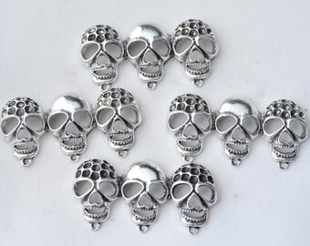 5 Antique Silver/bronze 3D Skull Head Pin Can't Open - Etsy