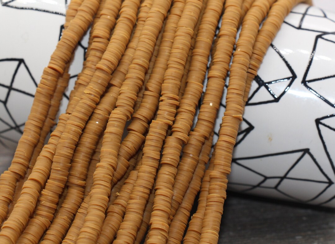 6mm Dark Camel Heishi Beads, Polymer Clay Disc Beads, African Disc ...