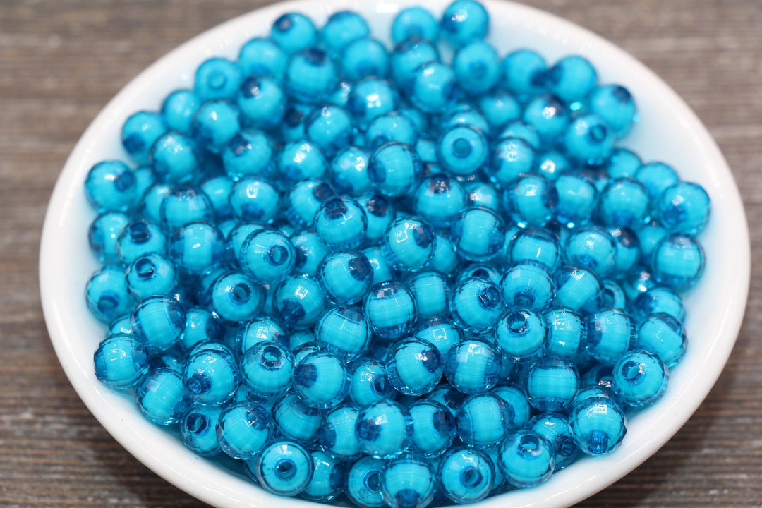 8mm Blue Faceted Beads, Round Faceted Acrylic Loose Beads, Bubblegum ...