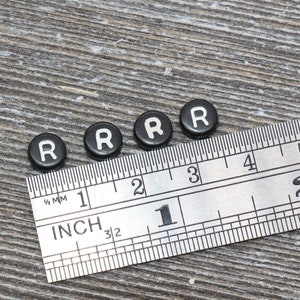 Letter R Alphabet Beads, Black Alphabet Letter Beads, Acrylic Black and ...