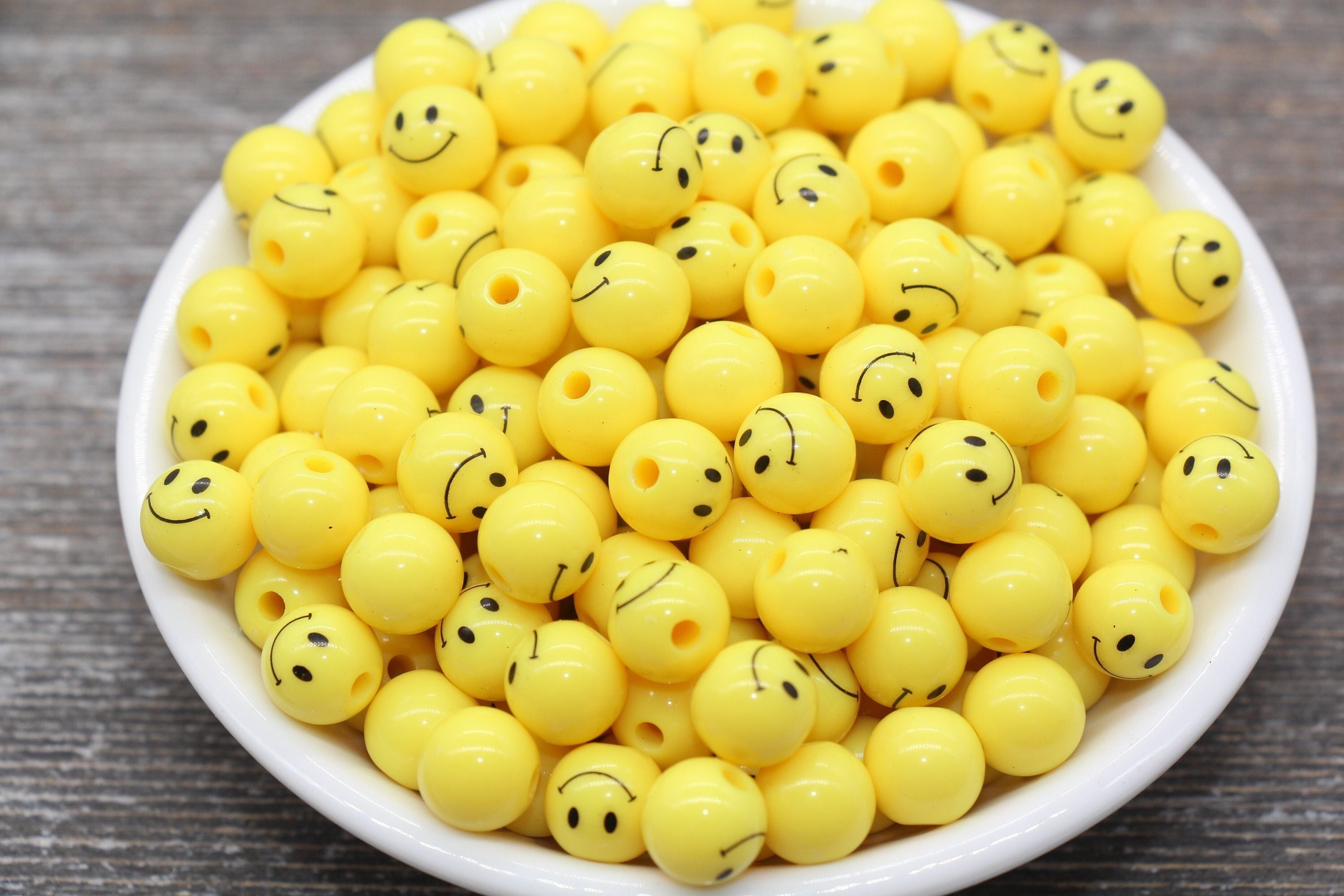 Smiley Face Round Beads Emoji Beads Happy Face Beads - Etsy