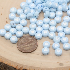 Pastel Blue Heart Beads, Blue Heart Beads, Acrylic Heart Symbol Beads ...