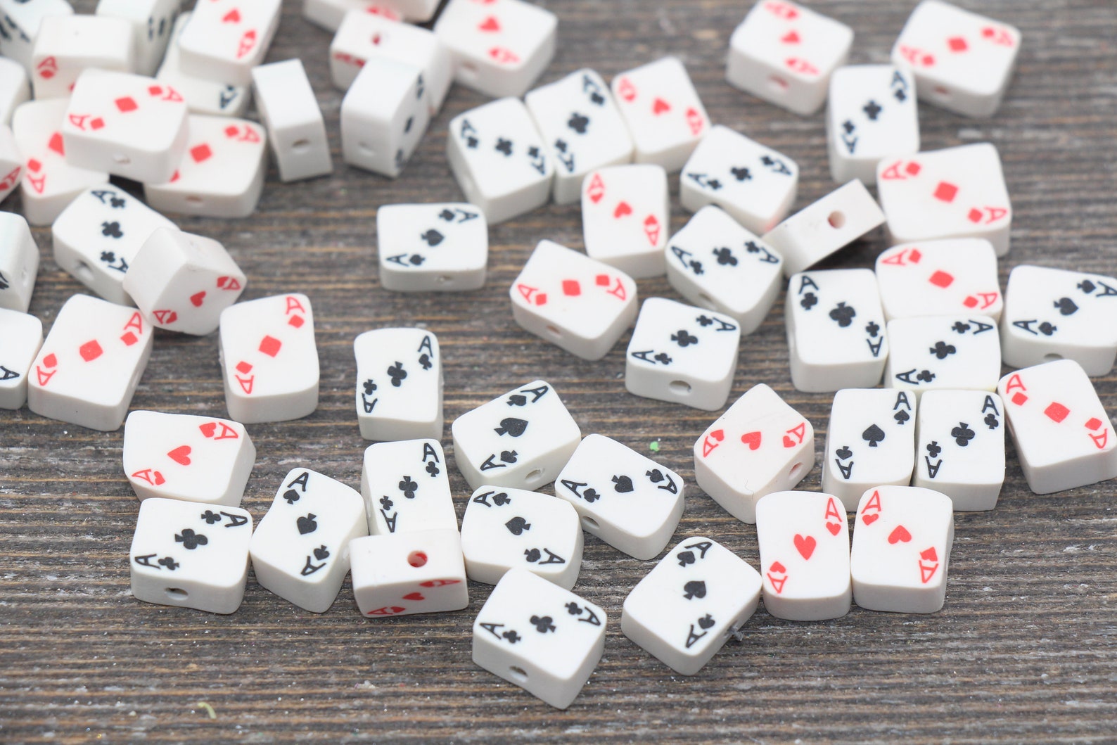 Ace Playing Card Polymer Clay Beads, Ace of Hearts Beads, Poker Themed ...