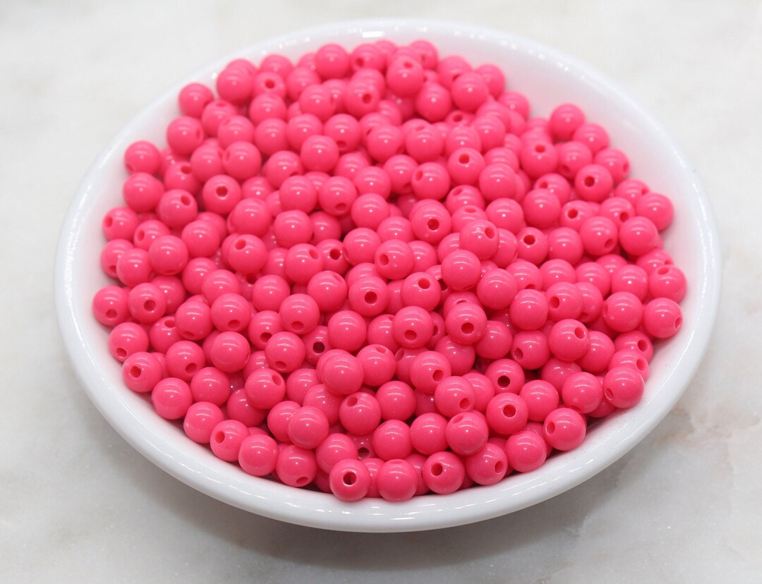 6mm Rose Pink Gumball Beads, Round Acrylic Loose Beads, Bubblegum Beads ...