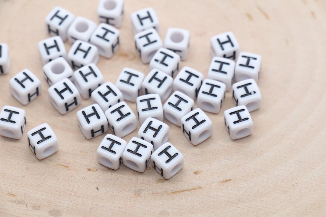 Cube Letter H Beads, Square Letter H Beads, Individual Letter Beads ...