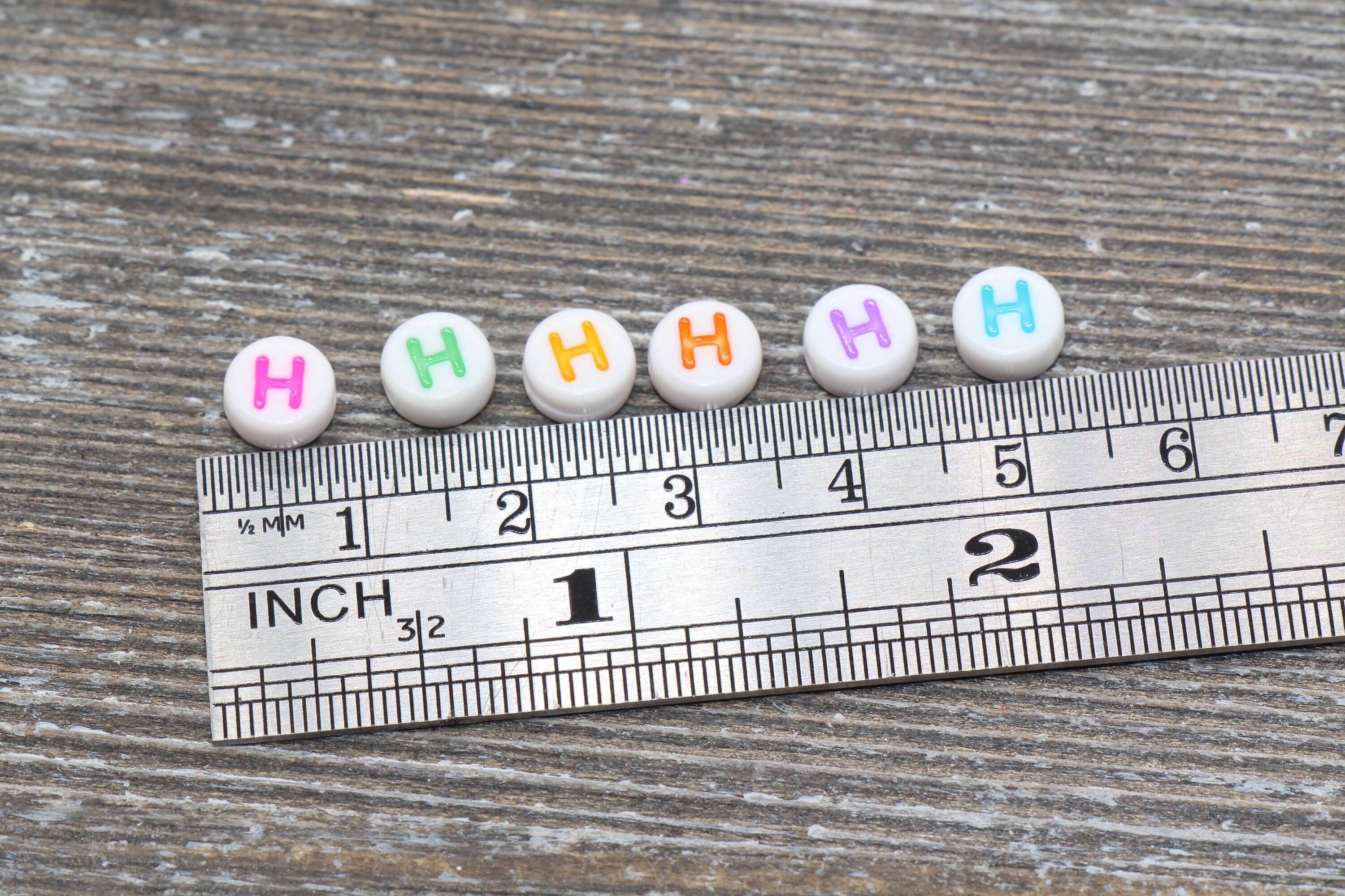 Letter H Alphabet Beads Multicolored White Alphabet Letter - Etsy