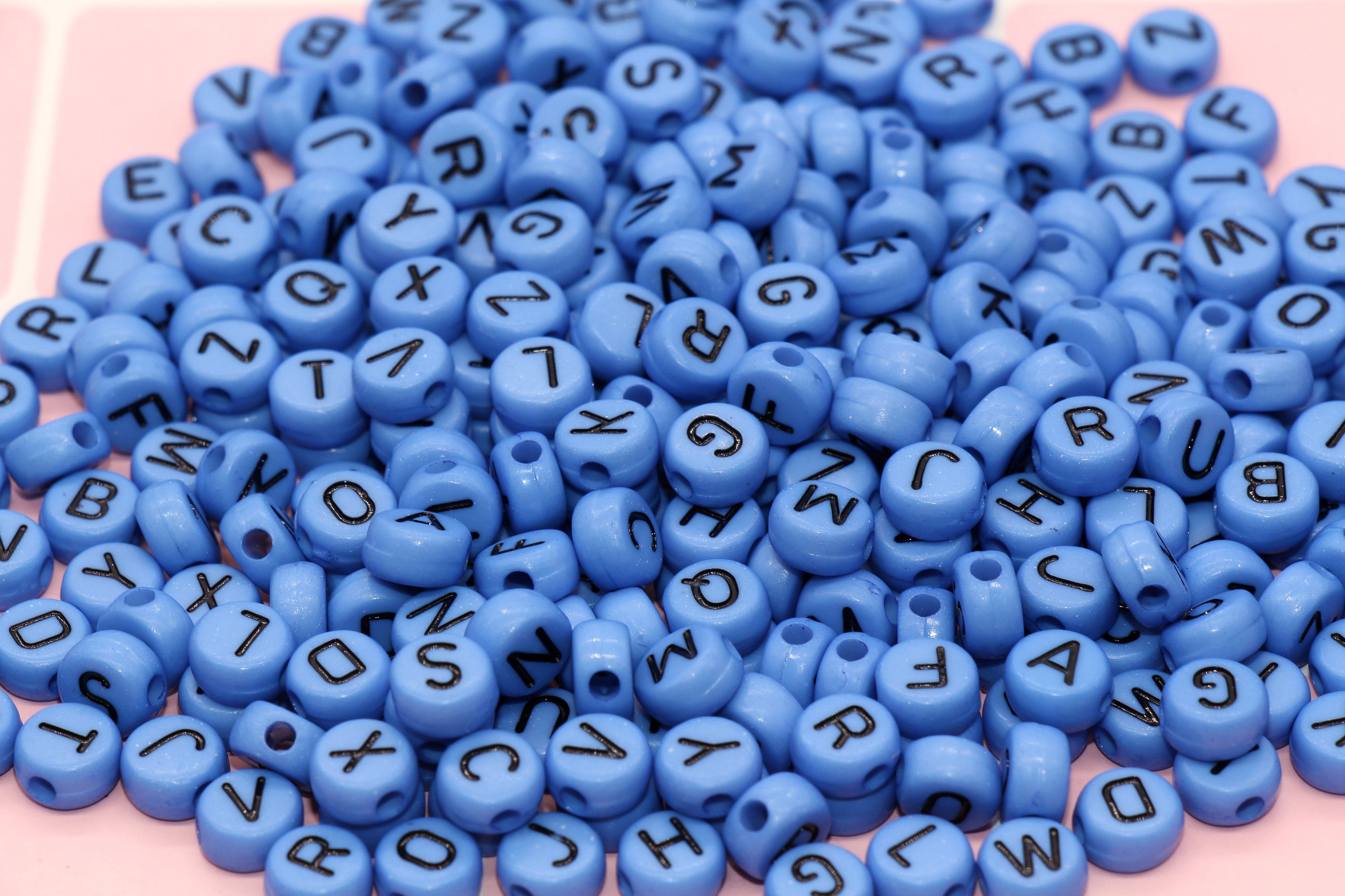 Blue Alphabet Letter Beads Acrylic Blue and Black Letters - Etsy