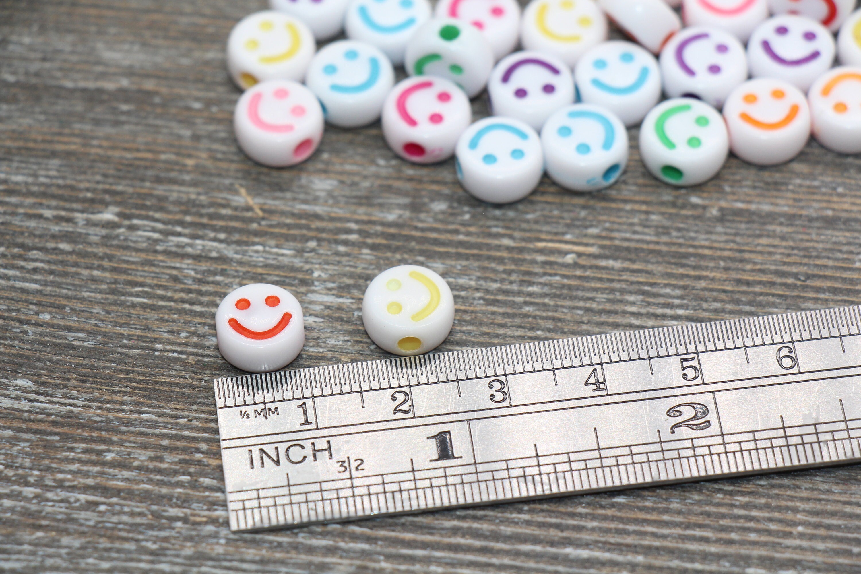10mm Multicolored Smiley Face Round Beads Rainbow Happy Face | Etsy