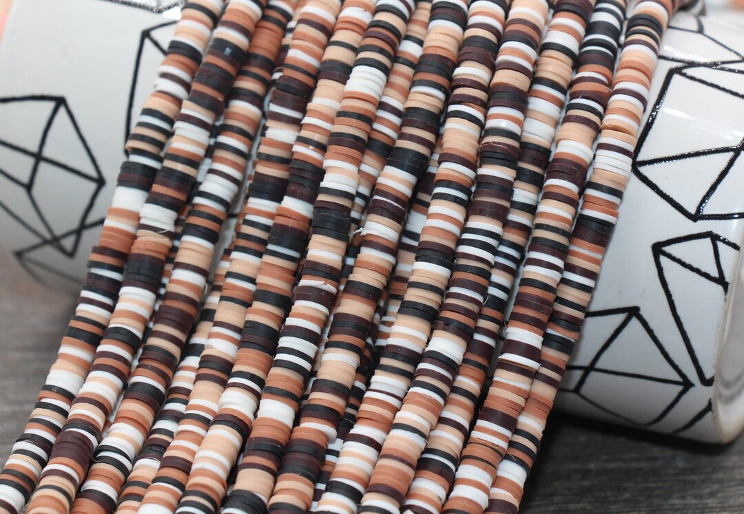 6mm Multicolored Polymer Clay Disc Beads, Brown Mixed Heishi Beads ...