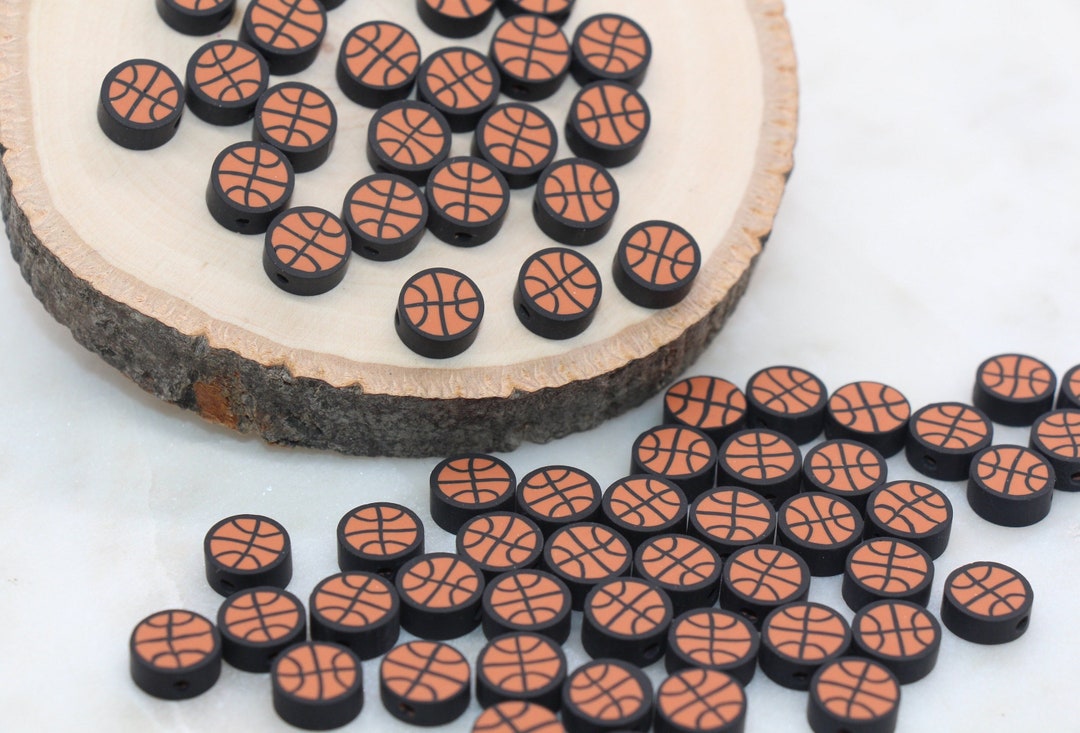 Basketball Polymer Clay Beads, Sport Ball Beads, Kawaii Basketball Clay ...