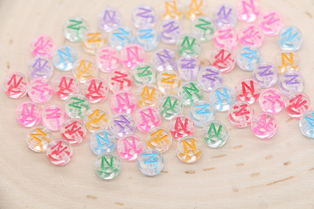 Letter N Alphabet Beads, Transparent Beads With Mix Color Letters ...