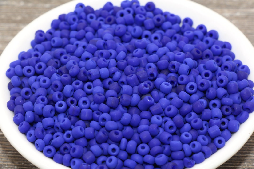 Matte Glass Seed Beads, 4mm 6/0 Glass Round Seed Beads, Matte Royal ...