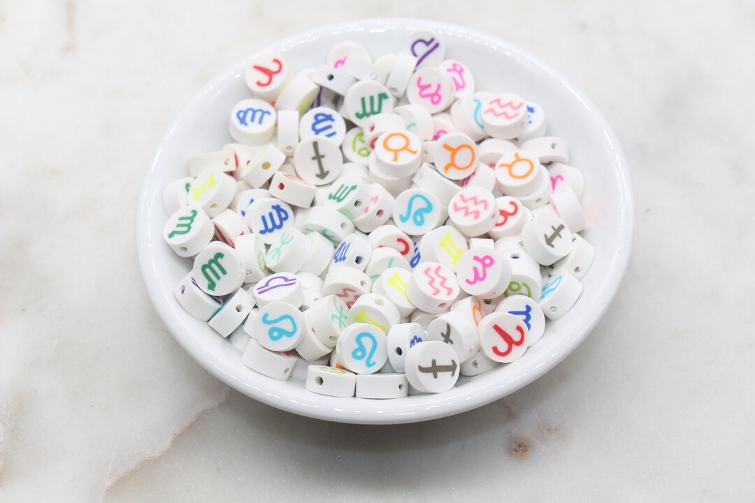 Mix Zodiac Symbol Polymer Clay Beads, Jewelry Beads, Bracelet Beads ...